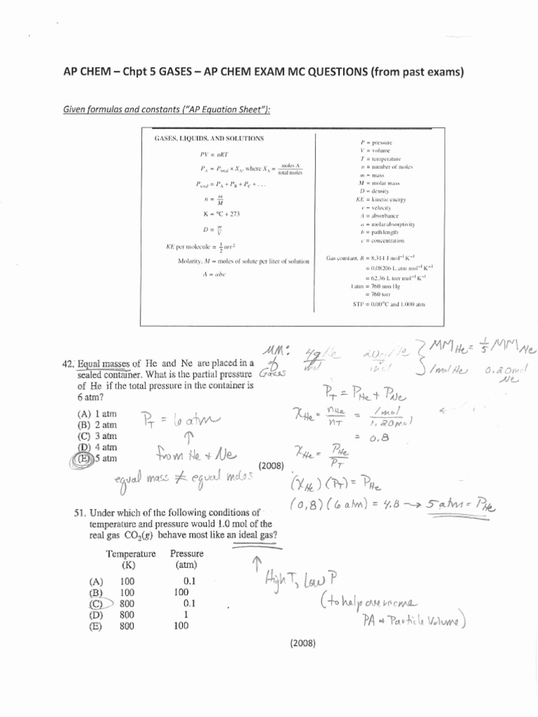 Gas MC Past Exam Questions Key and Explanations | PDF