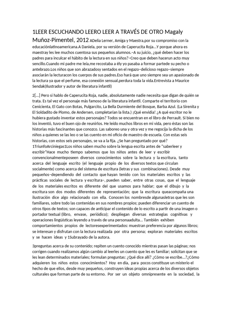 1LEER ESCUCHANDO LEERO LEER A TRAVÉS DE OTRO Magaly Muñoz CURSO | PDF ...