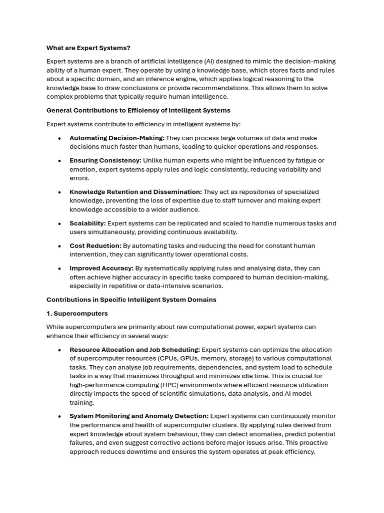 Expert Systems and How They Contribute To The Efficiency of Intelligent ...