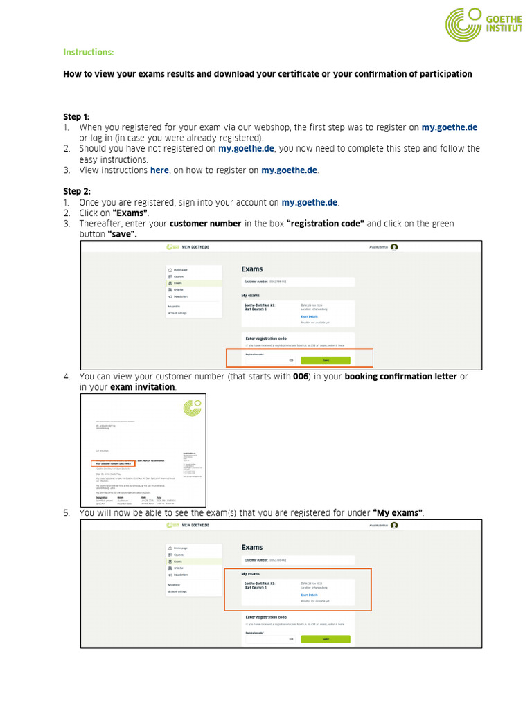 View Exam Results & Download Certificates | PDF
