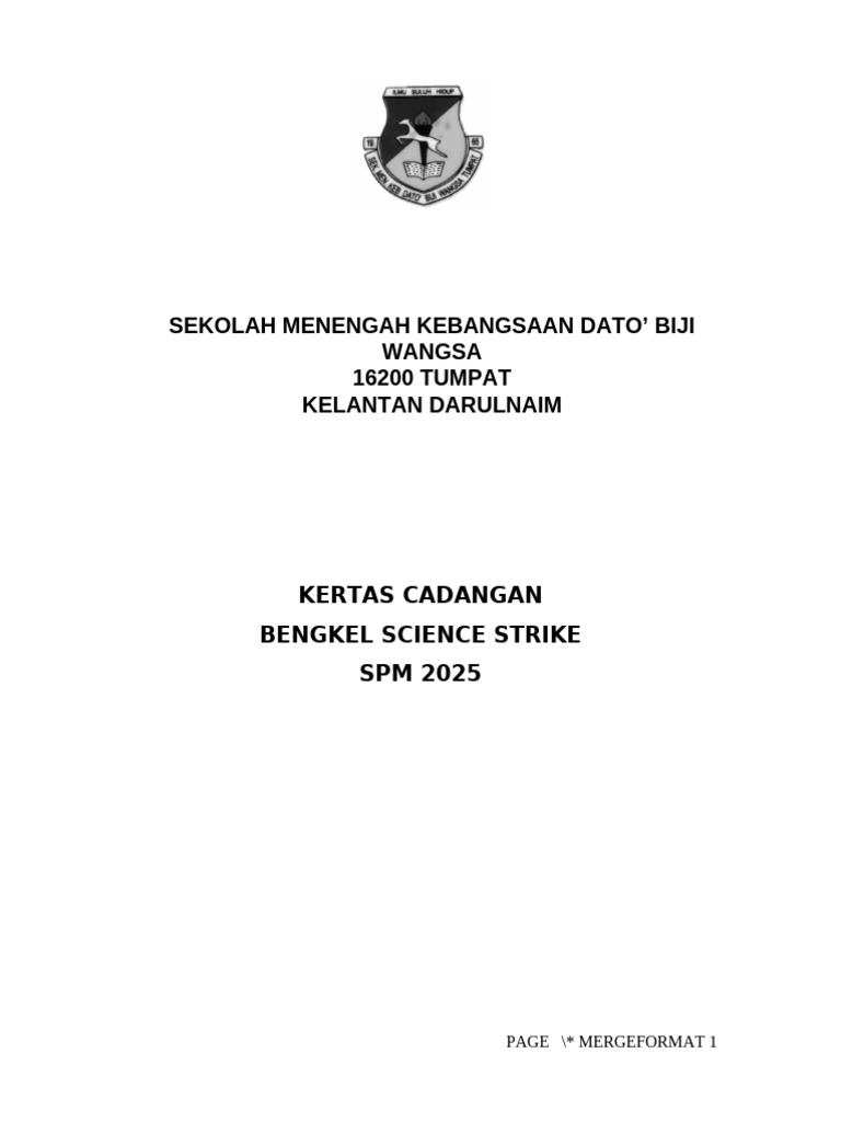Bengkel SCIENCE STRIKE! SPM 2025 | PDF