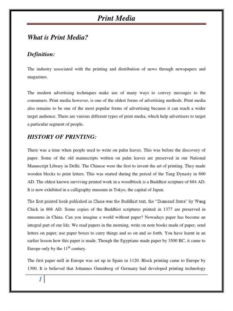 What Is Print Media | PDF | Printing | Mass Media