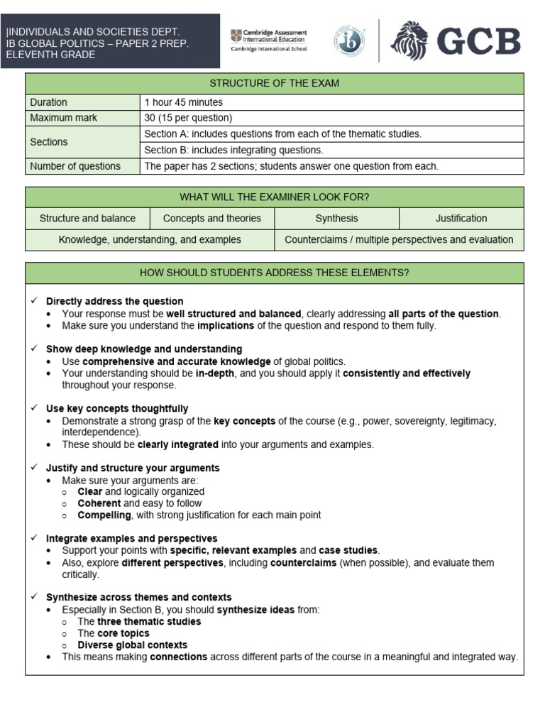 Paper 2 Prep Guidelines | PDF | Knowledge | Concept