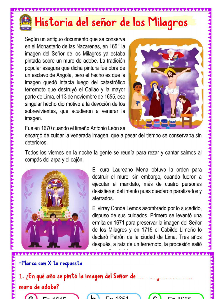 Fichas Del Señor de Los Milagros | PDF