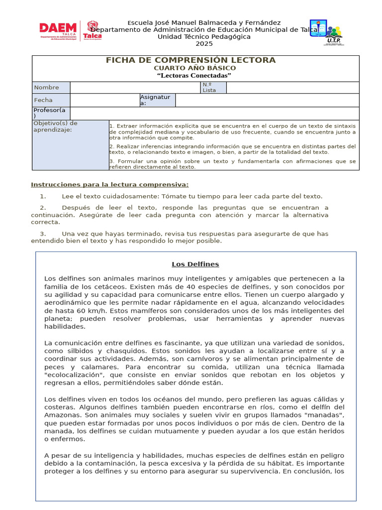 6. Texto Informativo Los Delfines | PDF | Inferencia