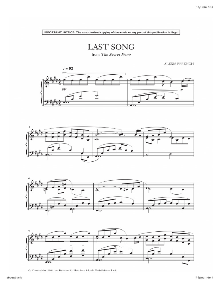 Pdfcoffee.com Last Song Alexis Ffrench PDF Free | PDF