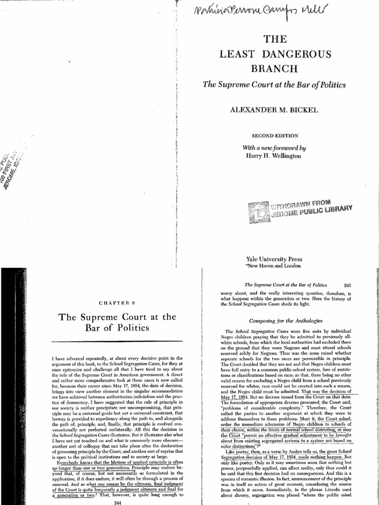 BICKEL, Alexander. The Least Dangerous Branch. | PDF