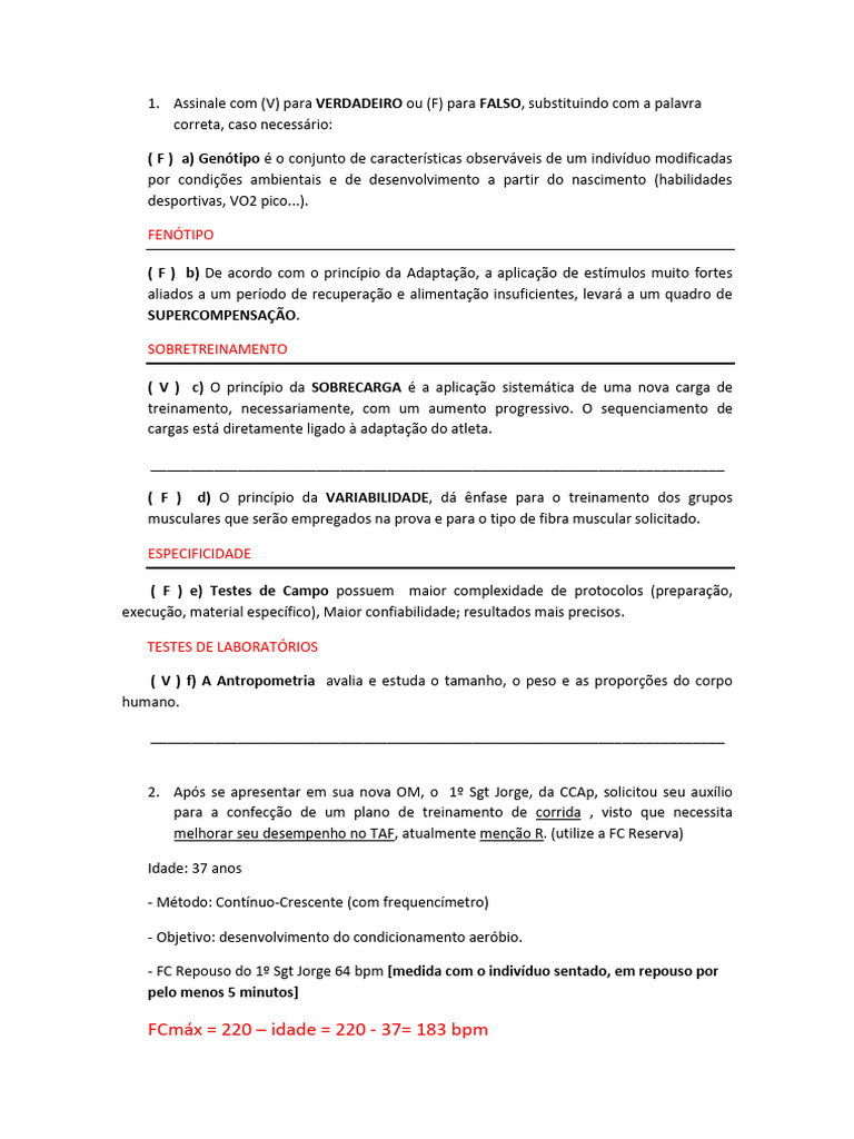 Gabarito Estudo Dirigido MTF | PDF