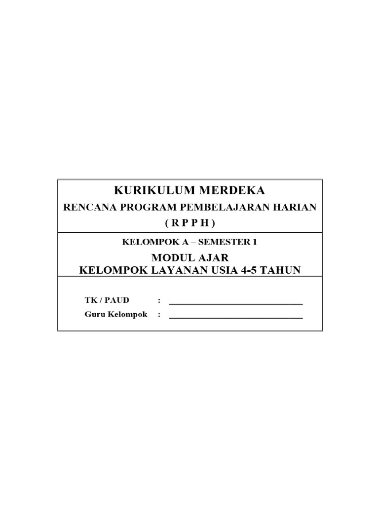 Modul Ajar TK - PAUD - Perangkat Pembelajaran | PDF