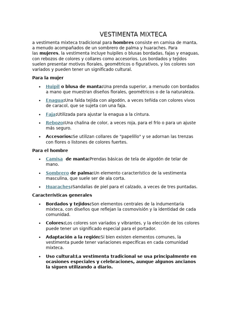 Vestimenta y Medicina Mixteca Tradicional | PDF | Ropa | Bailes