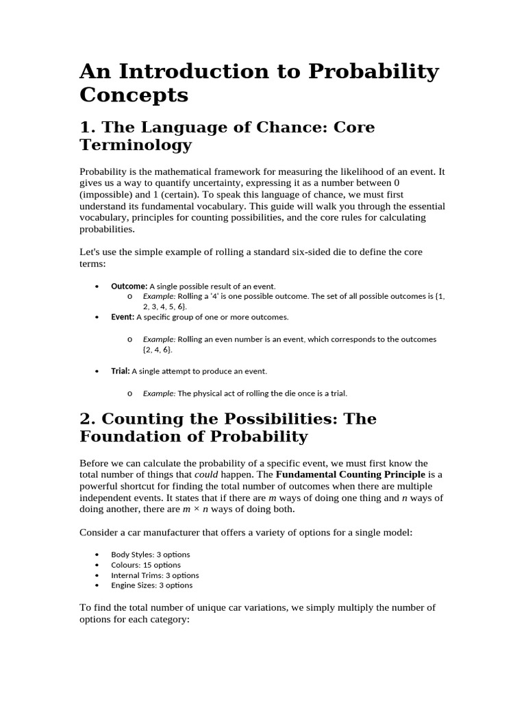 An Introduction To Probability Concepts | PDF | Probability | Odds