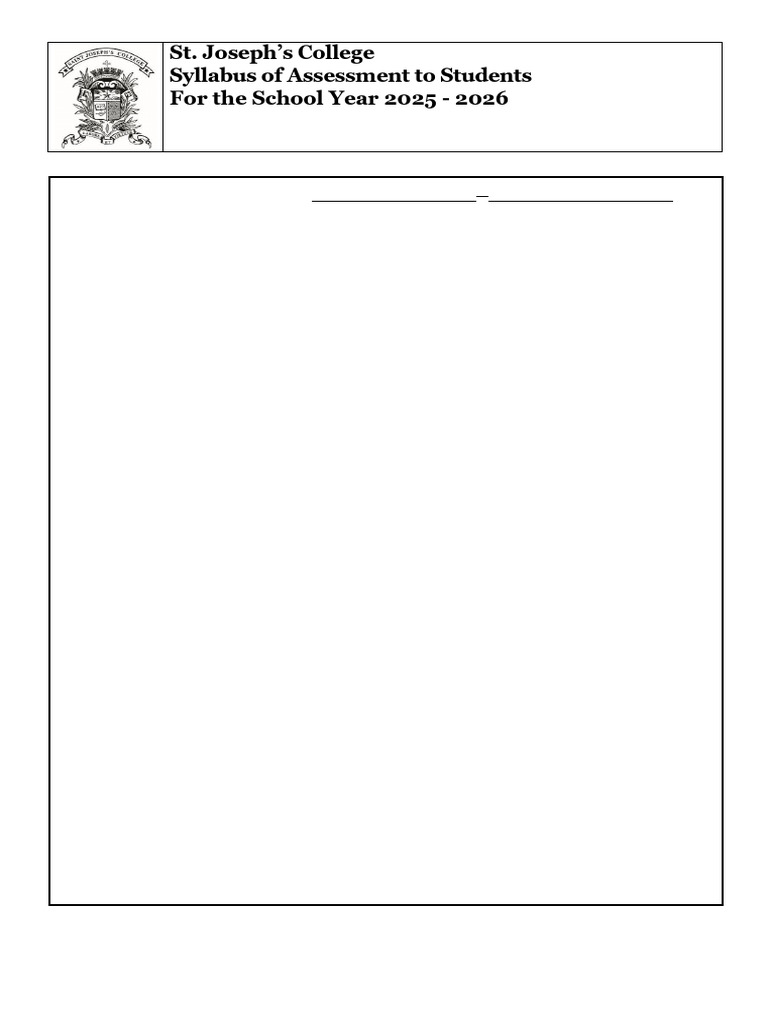 S3 B.F. Assessment Syllabus 2025-2026 | PDF