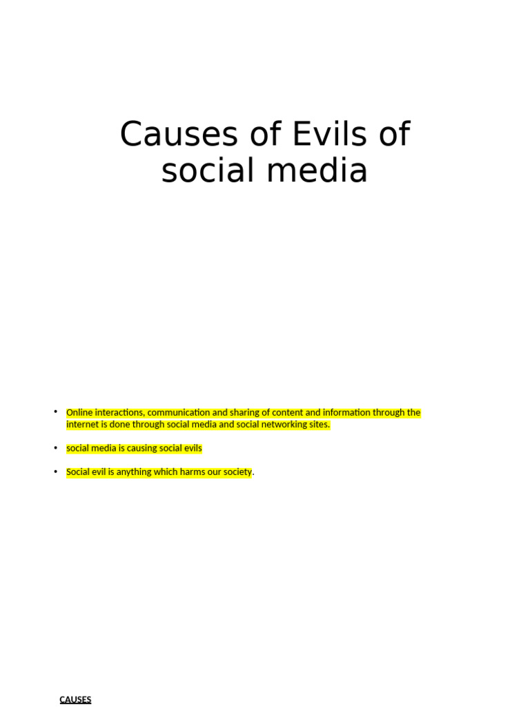 Causes of Evil of Social Media | PDF
