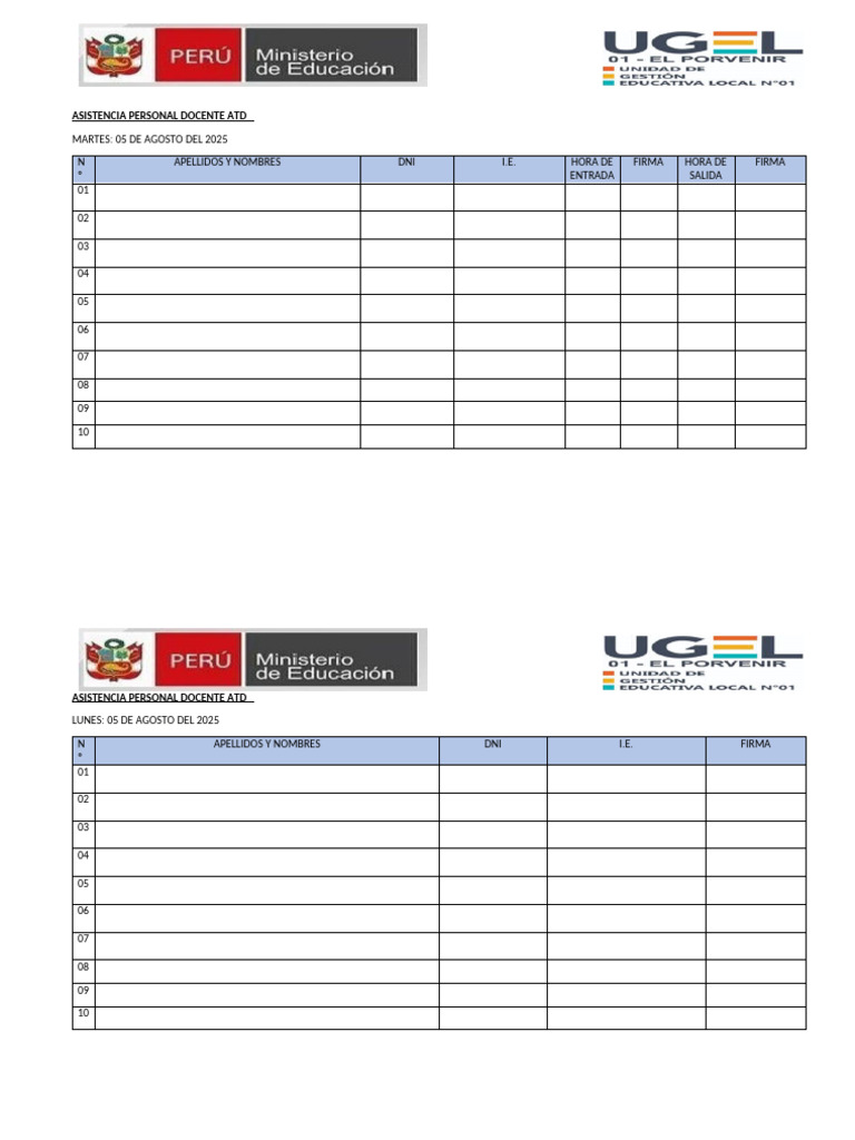 Asistencia Personal Docente Atd | PDF