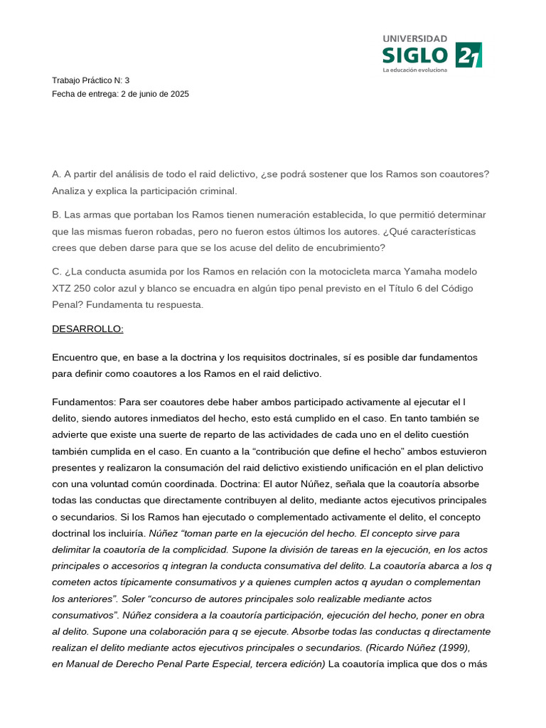 Trabajo practico N3 | PDF | Robo | Robo