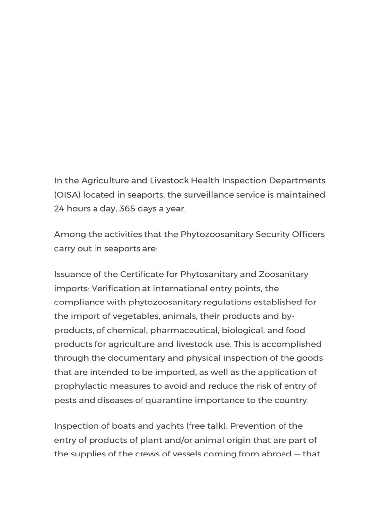 Port Inspections for Phytozoosanitary Safety | PDF