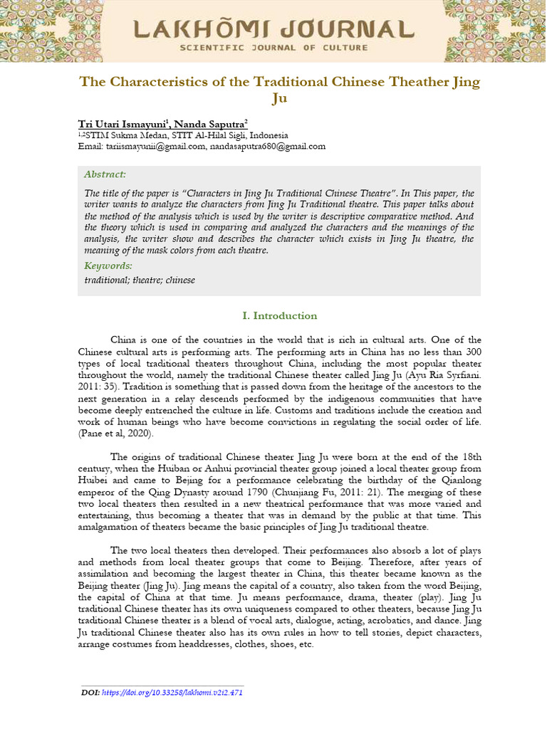 The Characteristics of The Traditional Chinese The | PDF | Theatre ...