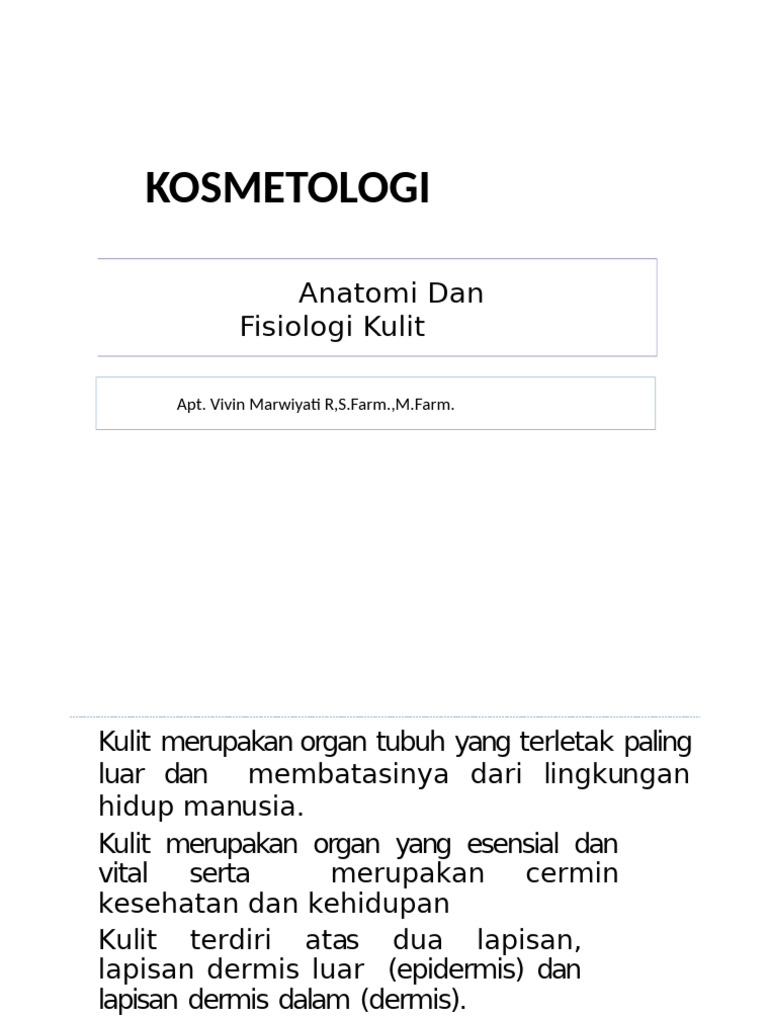 Kosmetologi 2. Anfis Kulit | PDF