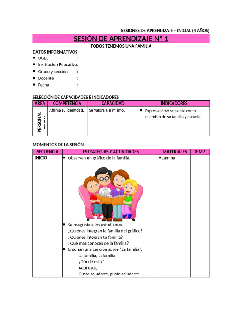 Unidad Familia Mayo 4 Anos | PDF | Aprendizaje | María, madre de Jesús