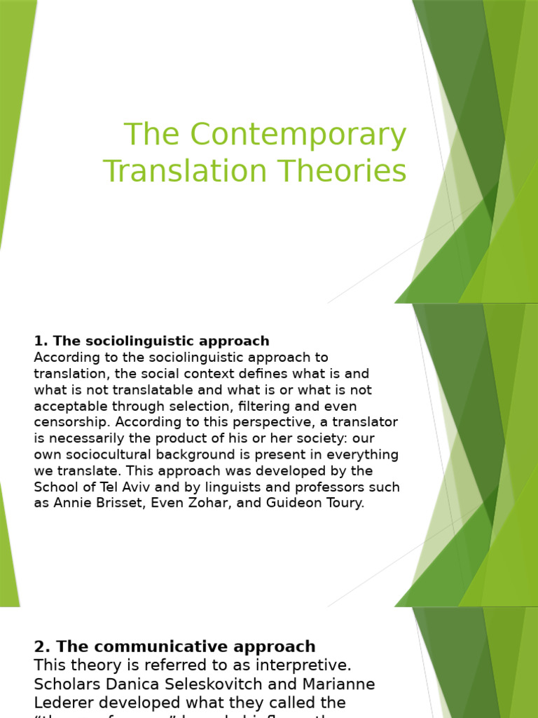 Overview of Contemporary Translation Theories | PDF | Translations ...