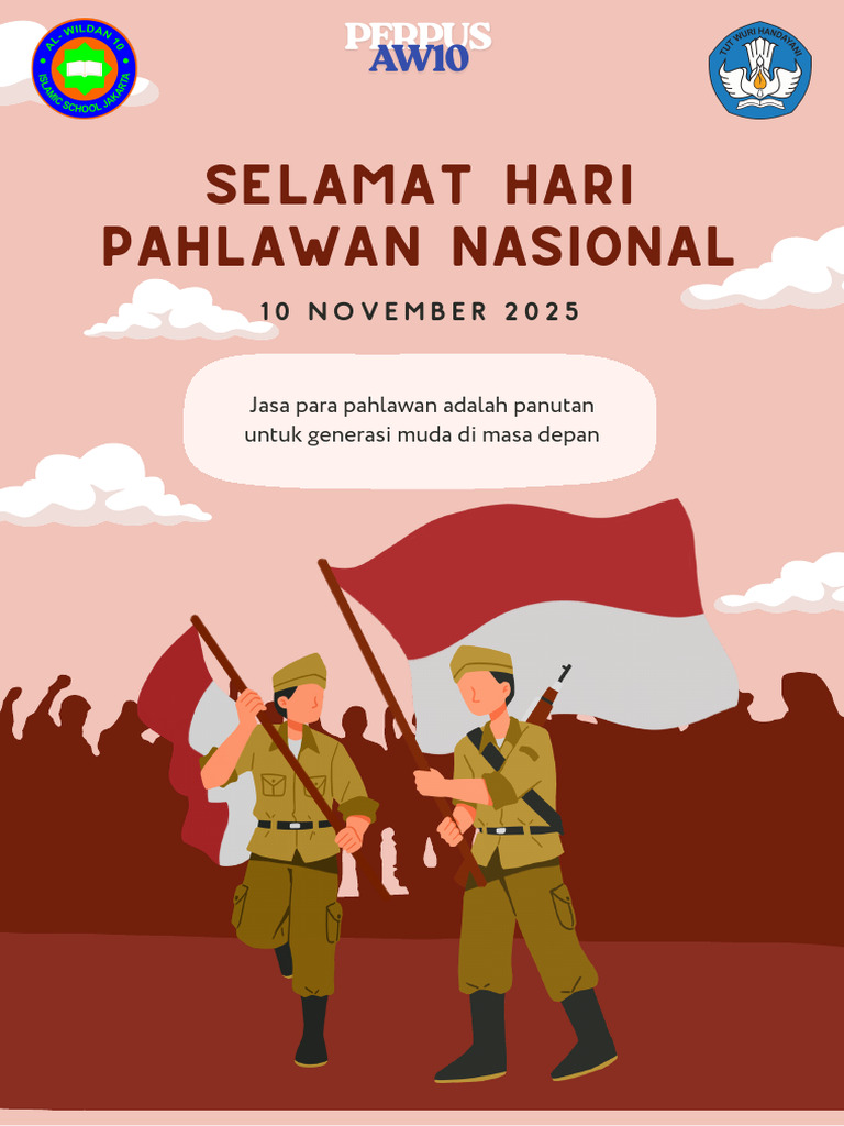 Poster Ucapan Hari Pahlawan Nasional Ilustrasi Pejuang Merah Putih | PDF