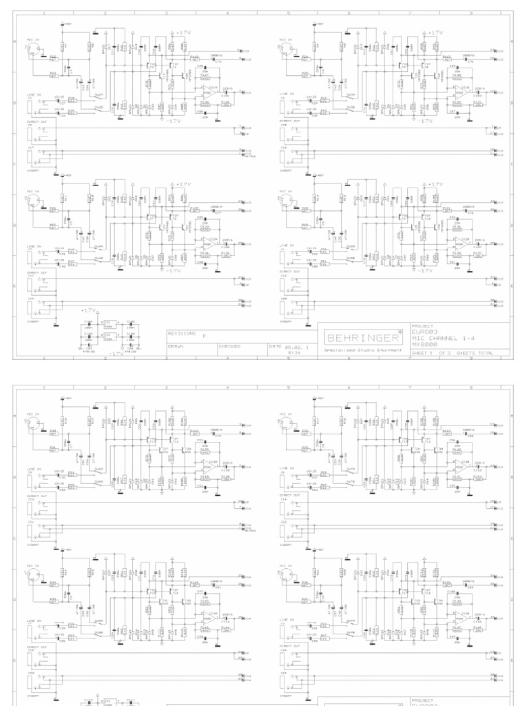 Behringer MX8000 Mic Channel Rev.F Schematics | PDF