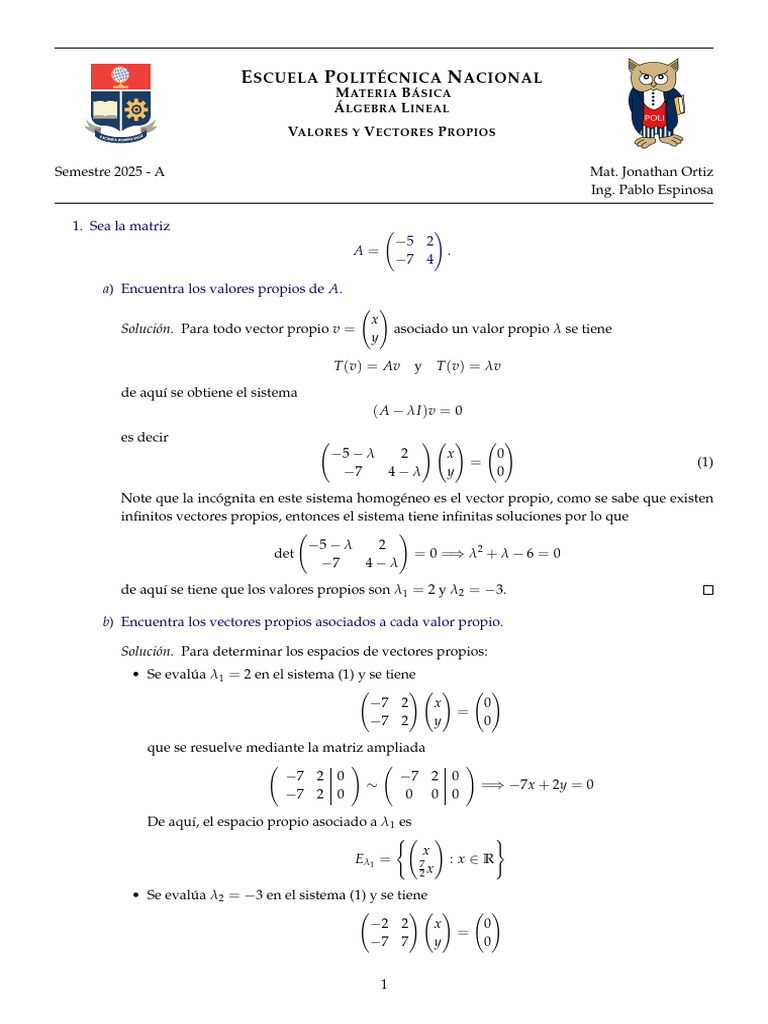 Valores y Vectores Propios | PDF | Valores propios y vectores propios ...