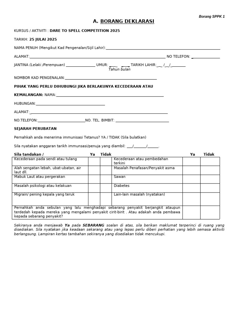 Borang Deklarasi (Borang Kebenaran) | PDF