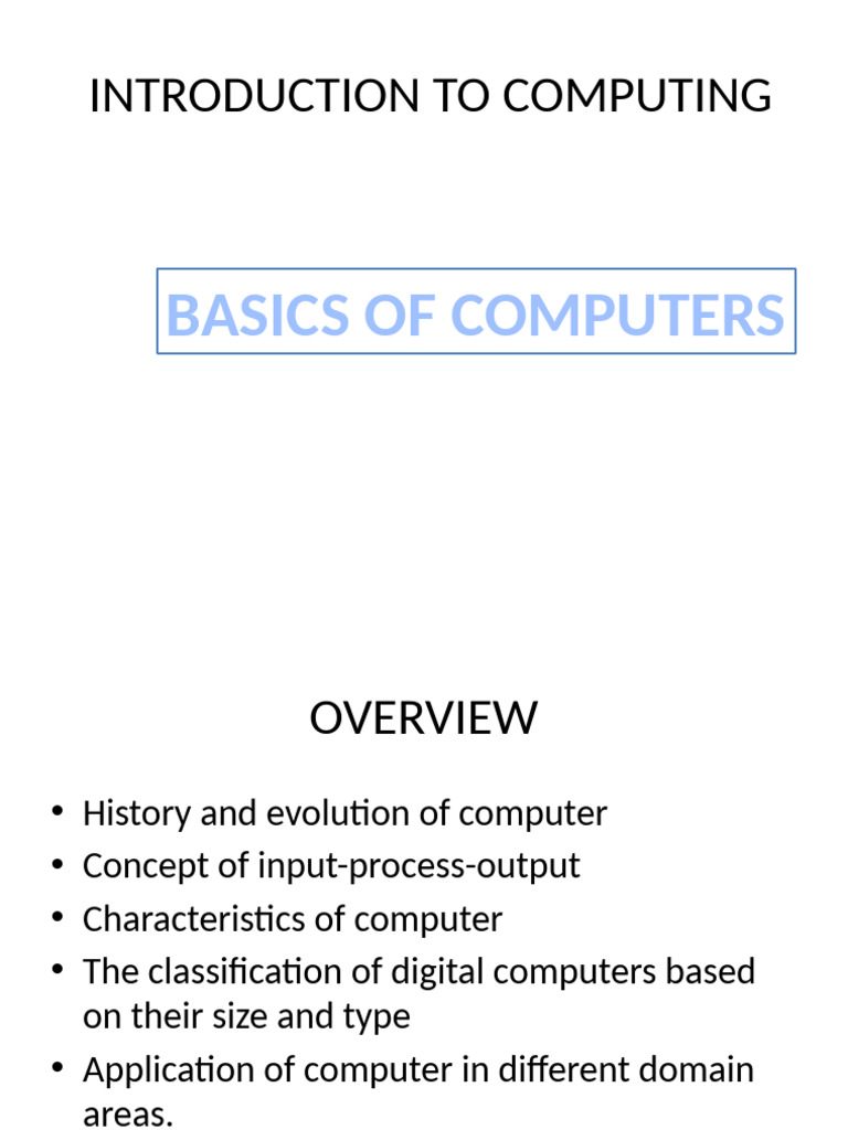 UNIT 1-Computer Basics | PDF | Integrated Circuit | Supercomputer