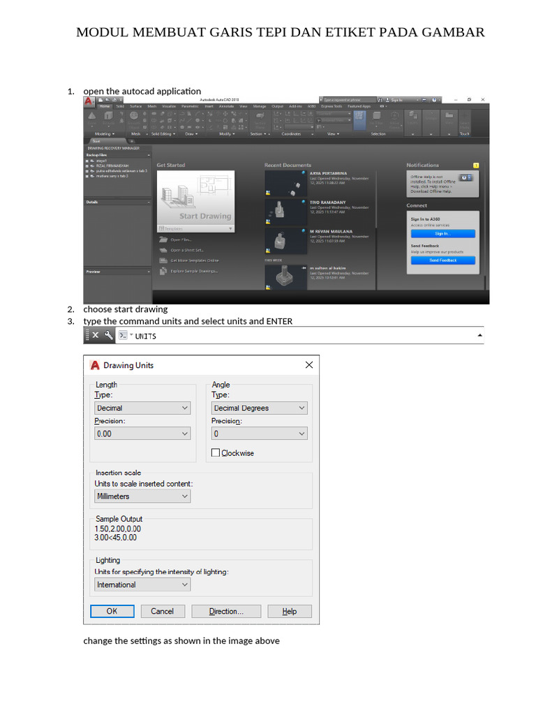 Cara Membuat Garis Tepi dan Etiket di AutoCAD | PDF