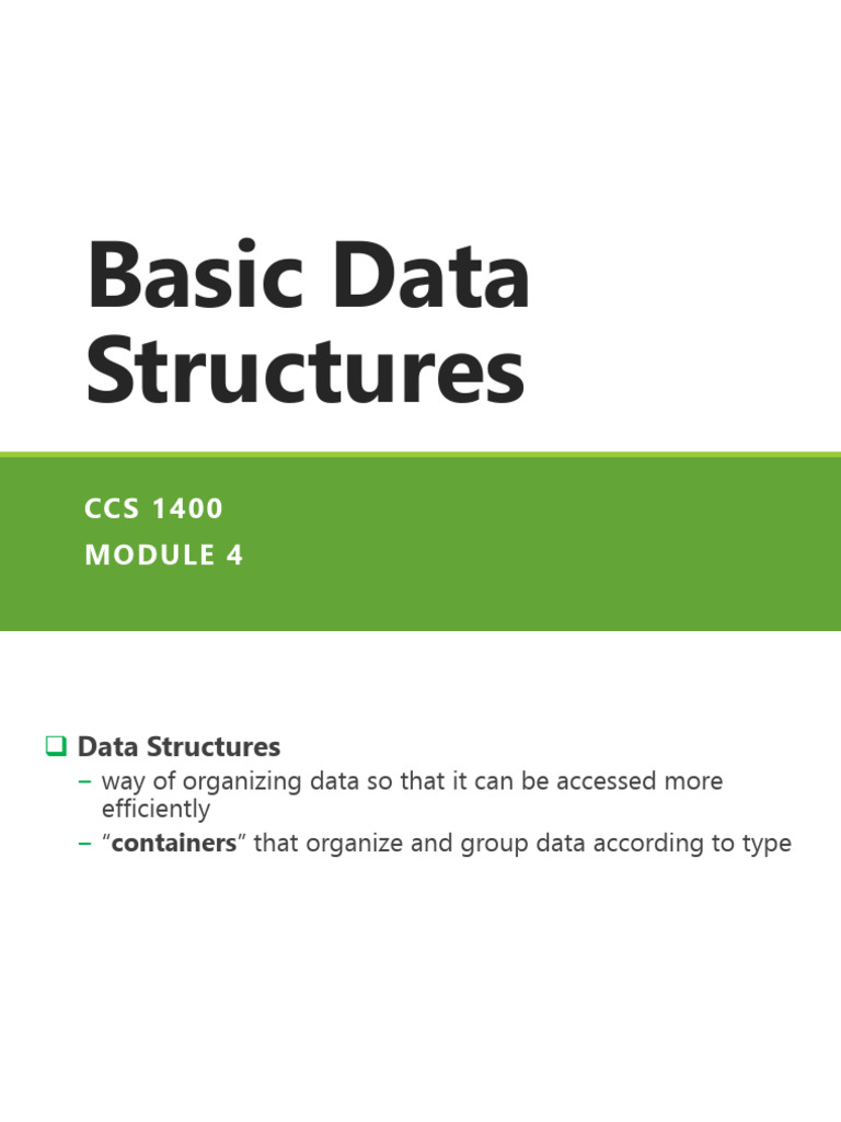 Module 4 Basic Data Structures-2 | PDF | Algorithms And Data Structures | Computer Data