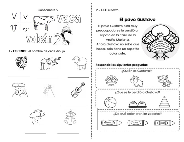 Actividades con la Consonante V | PDF