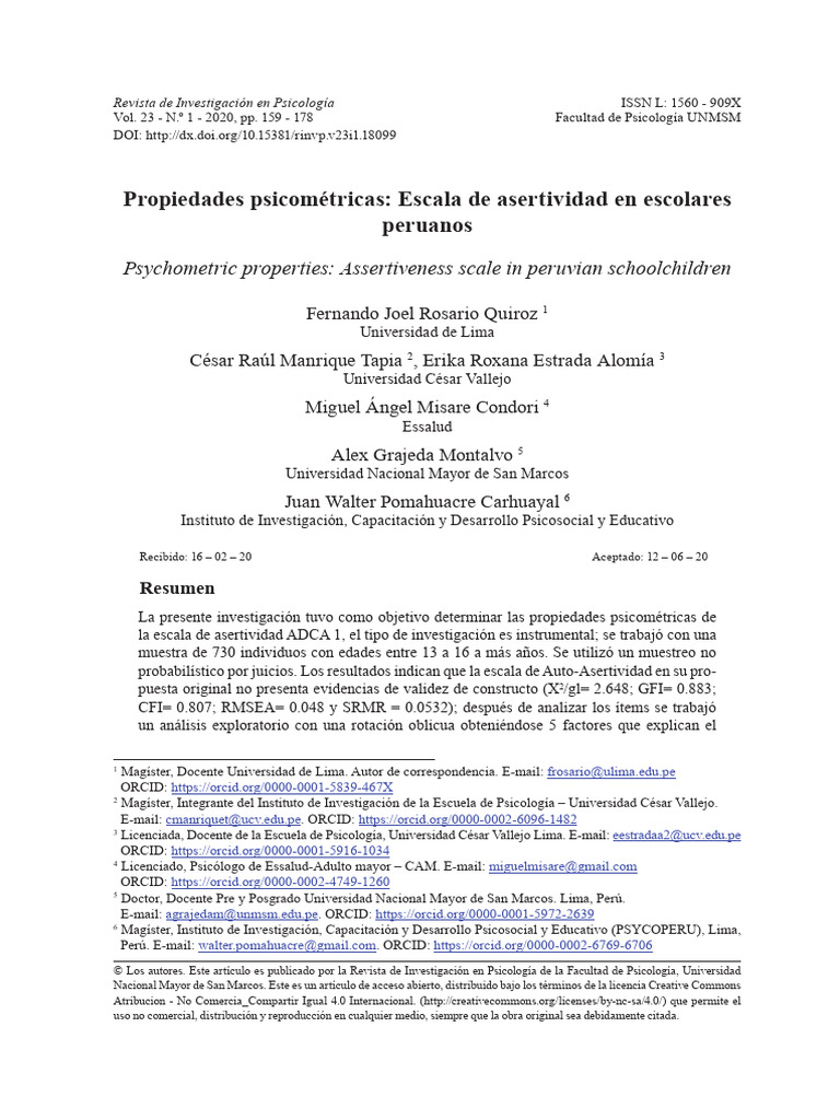 rinvestigacion,+PSICO+23-1-a010-rosario | PDF | Validez (Estadísticas) | Comportamiento