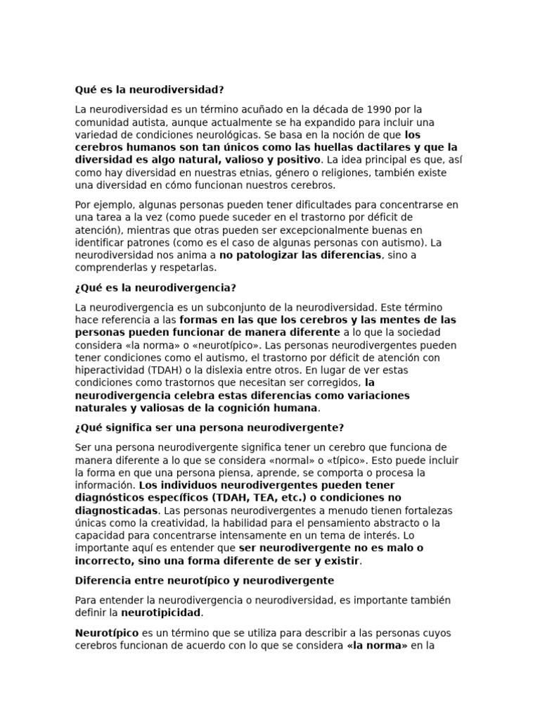 Entendiendo la neurodiversidad y su impacto | PDF | Autismo | Invalidez