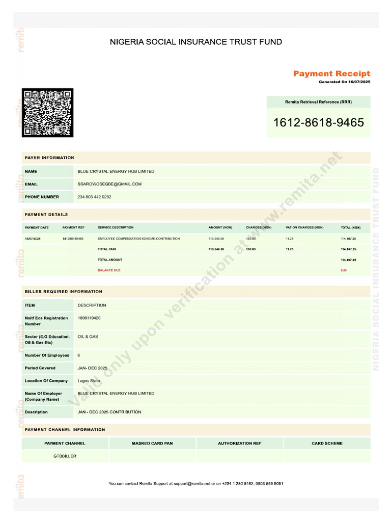 Energihub 2025 Nsitf Receipt 0453101959 | PDF