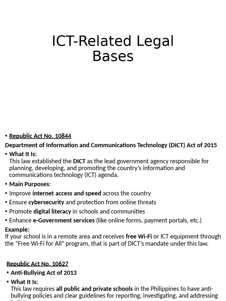 ICT-Related Legal Bases | PDF | Privacy | Bullying