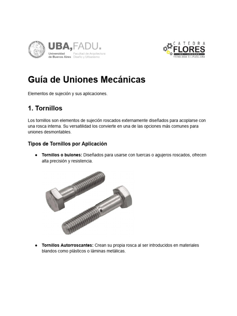 Uniones Mecanicas | PDF | Tornillo | Arandela (Hardware)