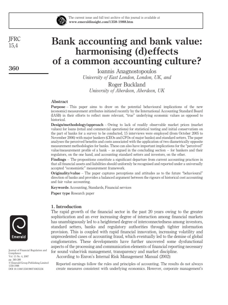 Bank Accounting: Fair Value vs. Historical Cost | PDF | Banks ...