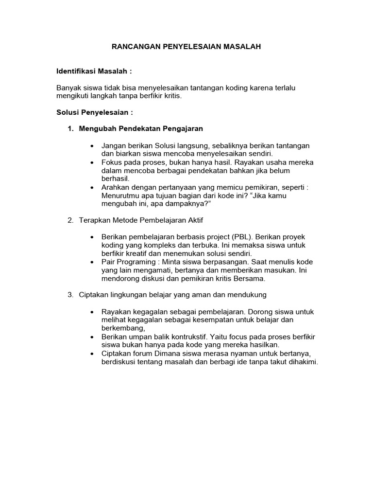 LK 2.1 Penyelesaian Masalah | PDF
