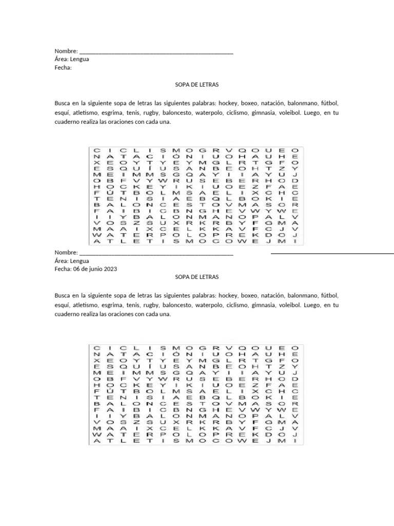 Sopa de Letras | PDF