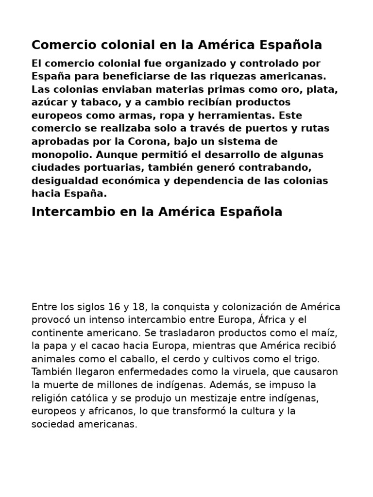 Comercio Colonial en La América Española | PDF