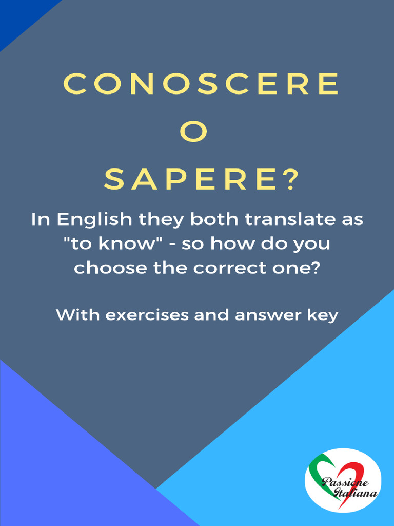 Conoscere o Sapere | PDF | Language Mechanics | Grammar