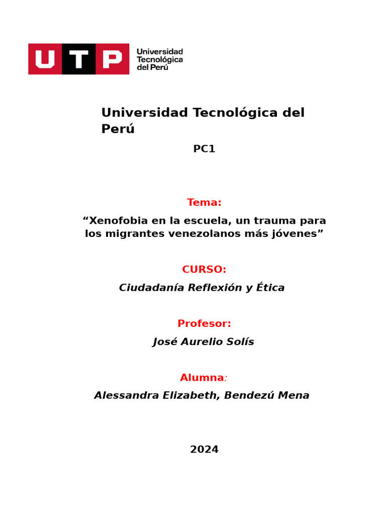 Alessandra pc1 | PDF | Inclusión (Educación) | Migración humana
