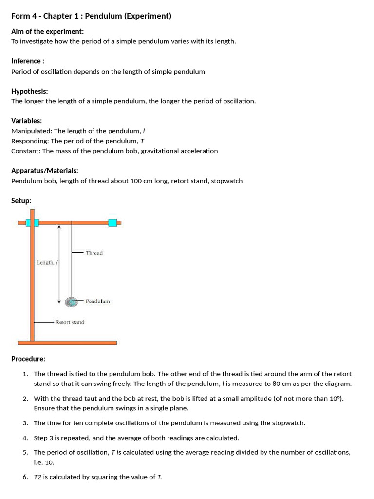 Pendulum Experiment: Length vs. Period | PDF | Pendulum | Oscillation
