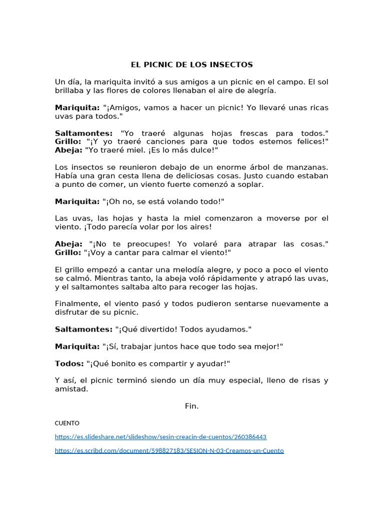 Cuento Sobre Los Insectos | PDF