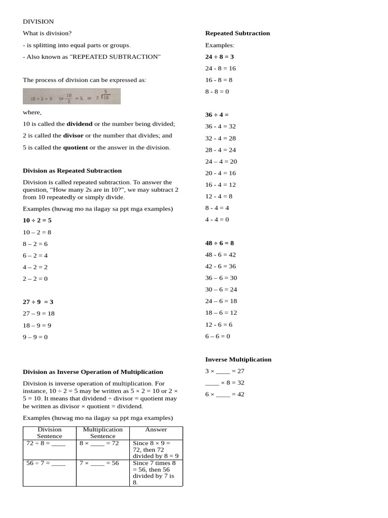 Division of Whole Numbers | PDF | Division (Mathematics) | Abstract Algebra