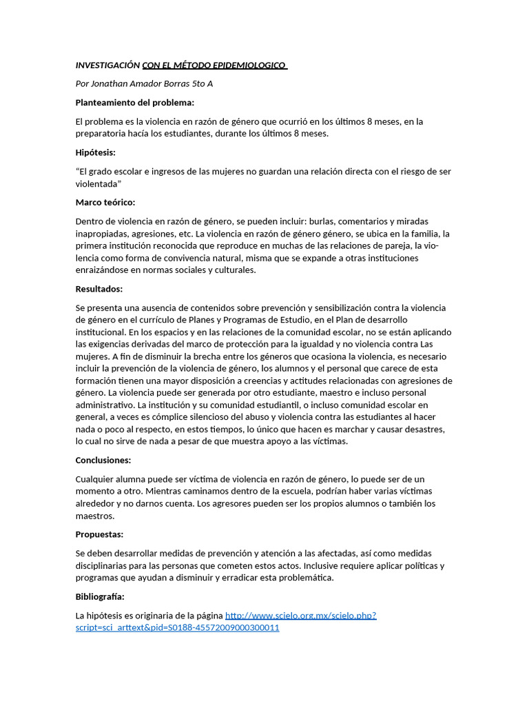 Planteamiento Del Problema:: Por Jonathan Amador Borras 5to A | PDF | Violencia | Agresión