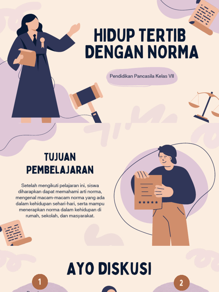 Belajar Hidup Tertib Dengan Norma Presentasi Dalam Krem Ilustrasi | PDF