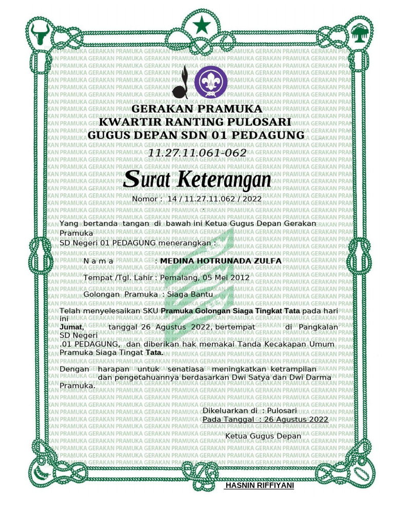 Piagam SKU Siaga Tata | PDF