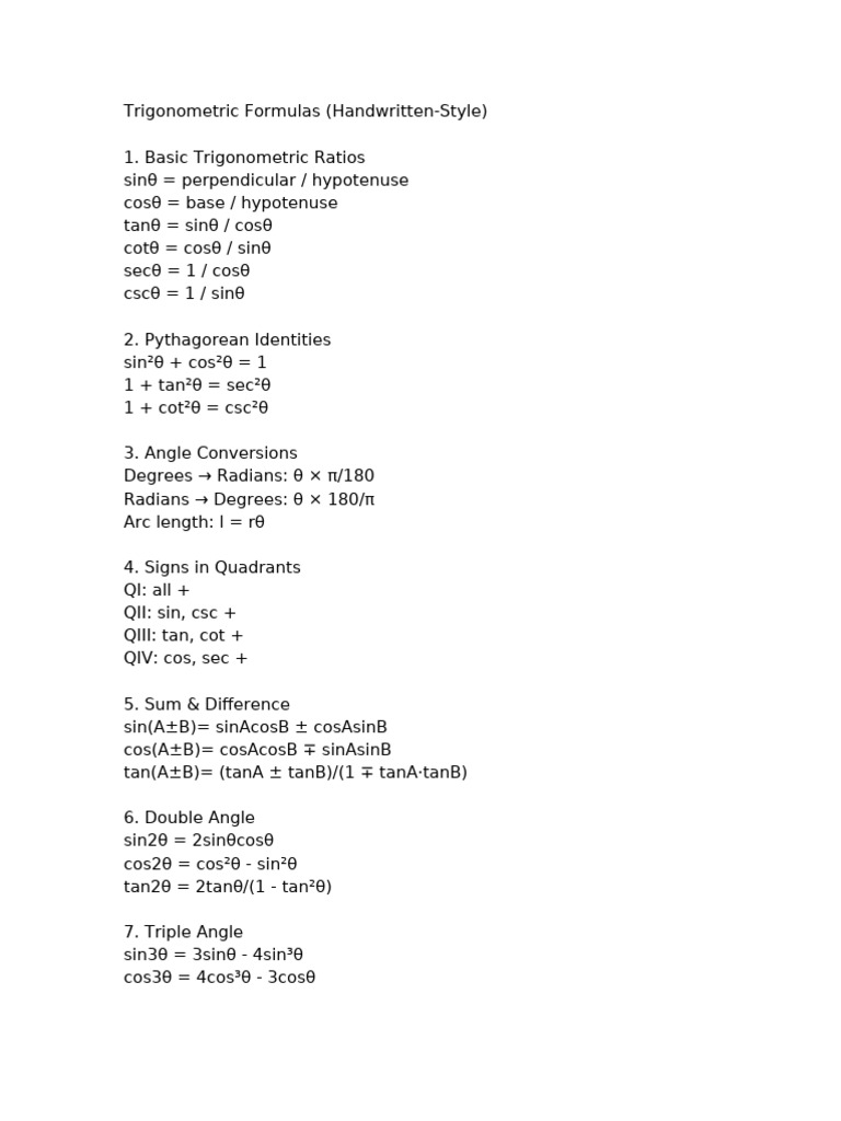 Trig Handwritten | PDF